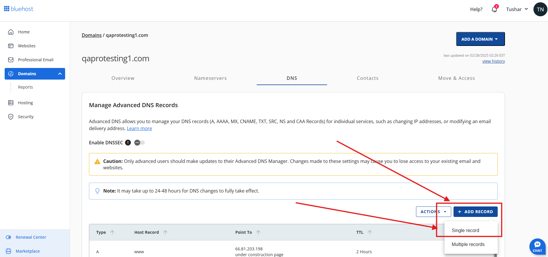 Setup Titan MX and TXT records for Bluehost – Titan Mail