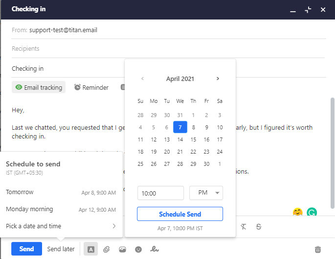 Schedule Email – Titan Mail